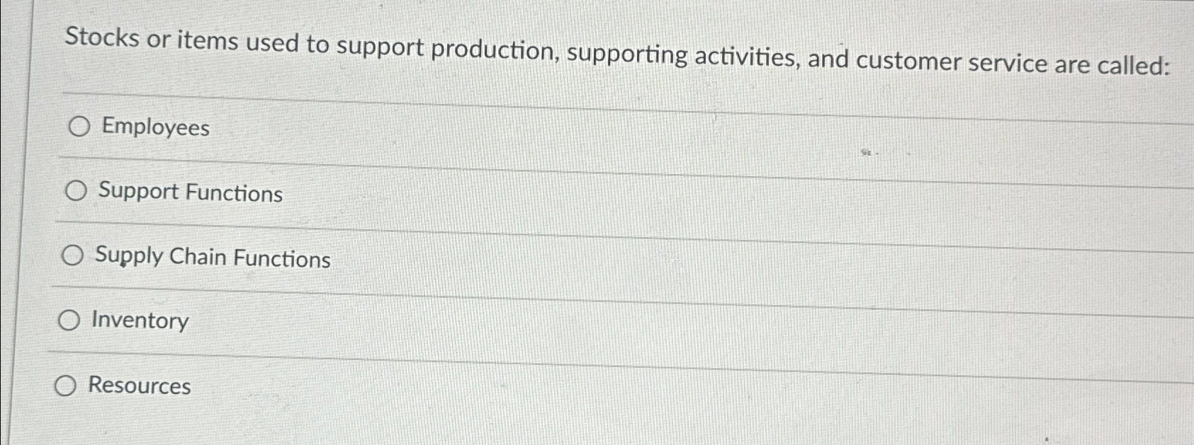 Solved Stocks or items used to support production, | Chegg.com