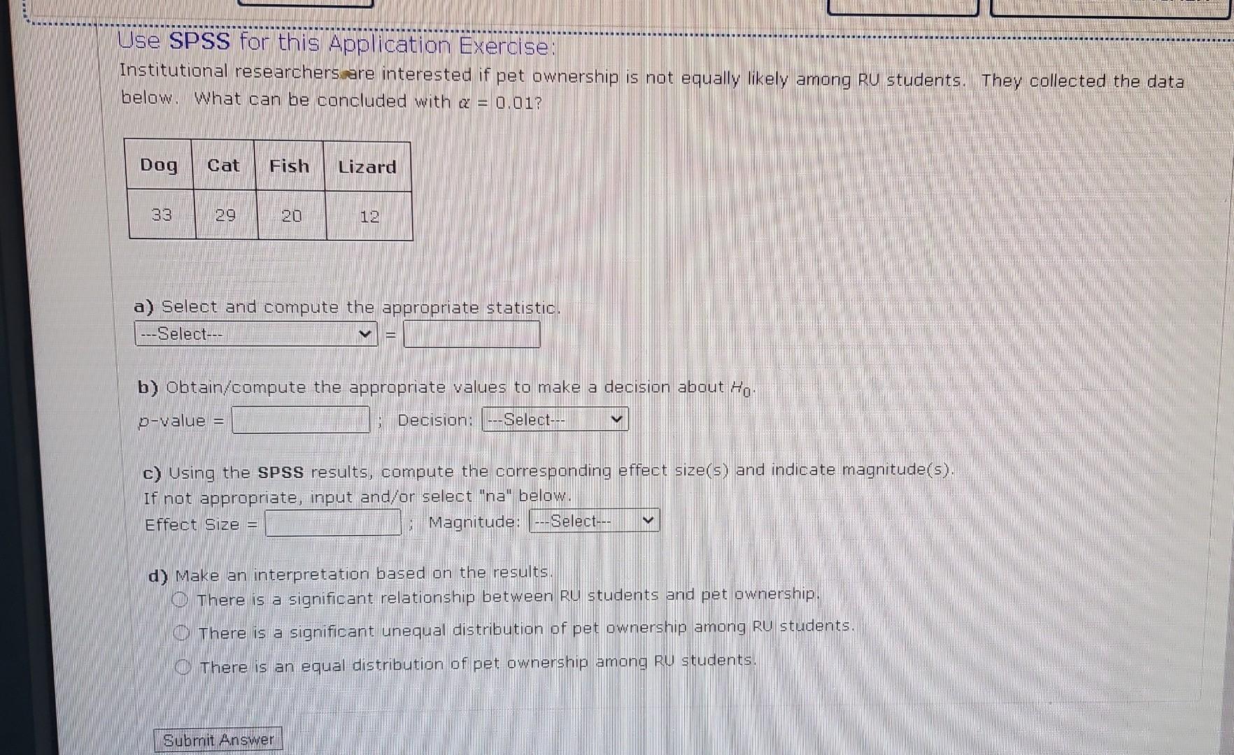 Solved Use SPSS for this Application Exercise: Institutional | Chegg.com