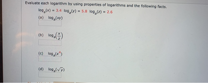 Solved Evaluate each logarithm by using properties of | Chegg.com