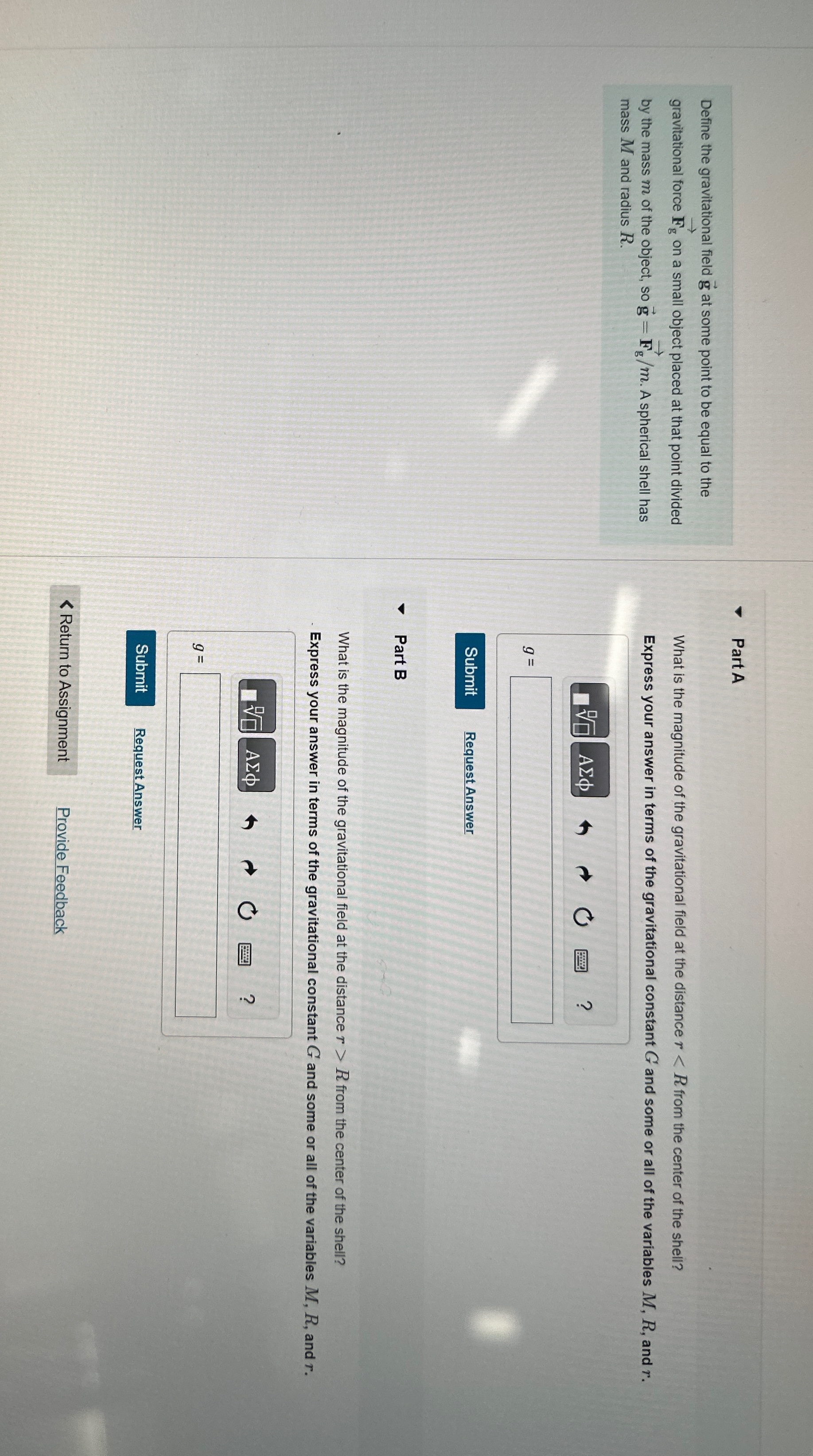 Solved Define the gravitational field vec(g) ﻿at some point | Chegg.com