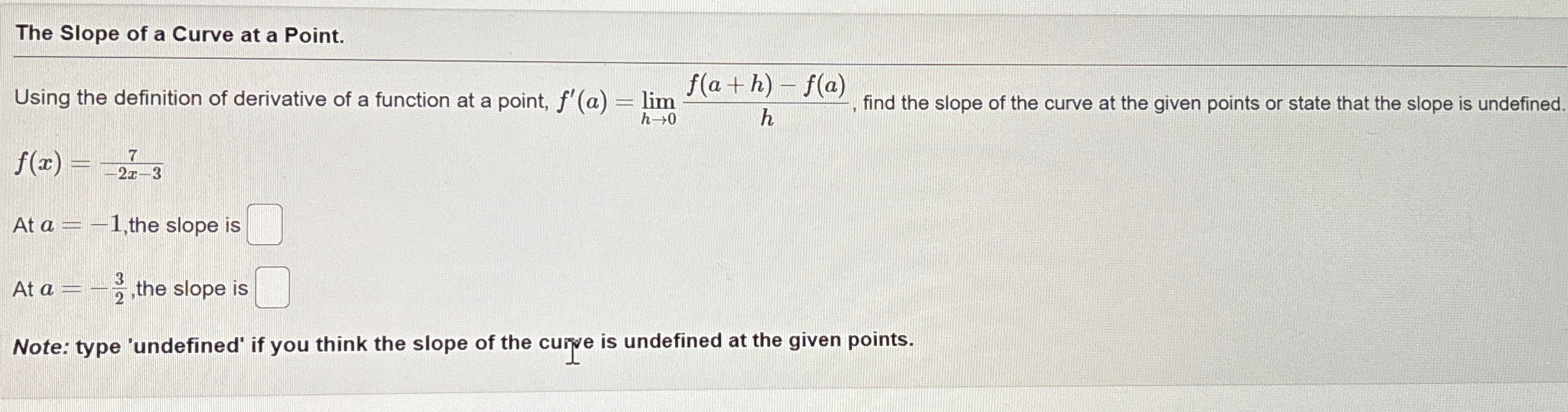 Solved The Slope of a Curve at a Point.Using the definition | Chegg.com