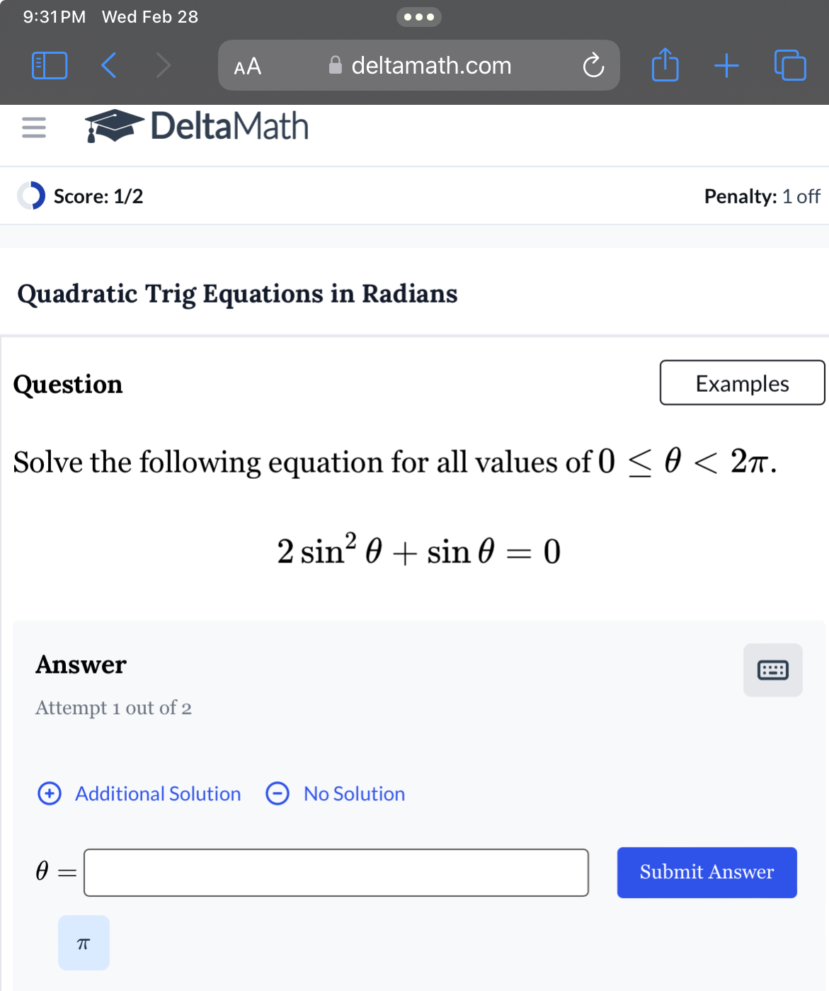 Solved Quadratic Trig Equations in RadiansQuestionSolve the | Chegg.com