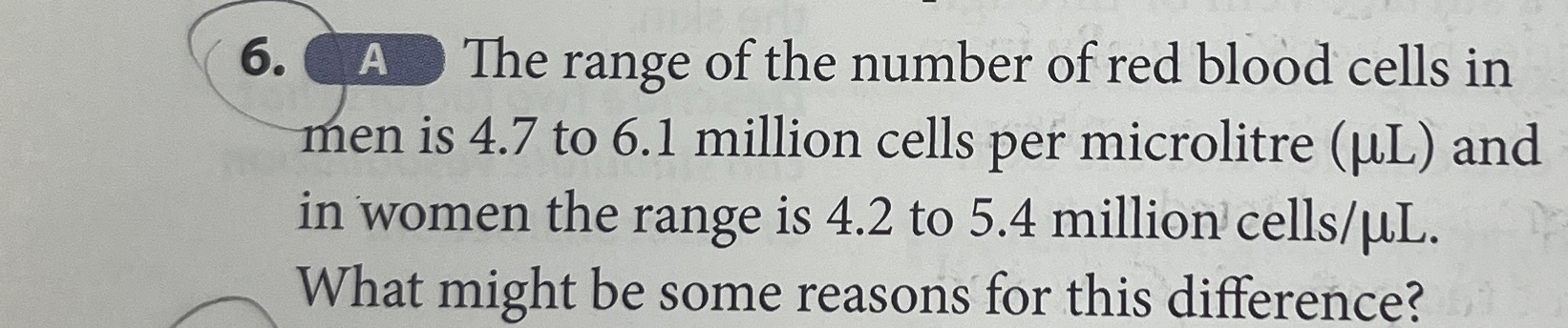 Solved A The range of the number of red blood cells in men | Chegg.com