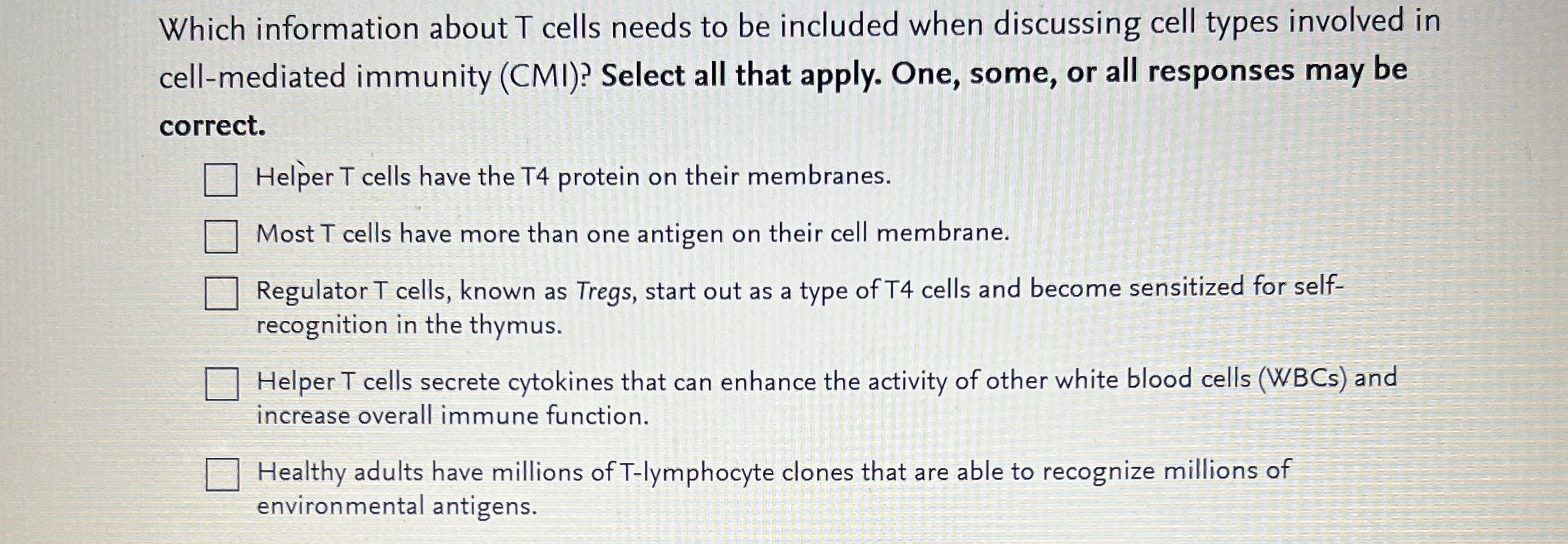 Solved Which information about T ﻿cells needs to be included | Chegg.com