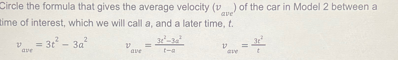 Solved Circle the formula that gives the average velocity | Chegg.com