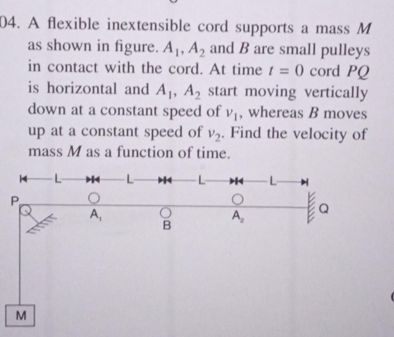 Solved 04. A flexible inextensible cord supports a mass M as | Chegg.com