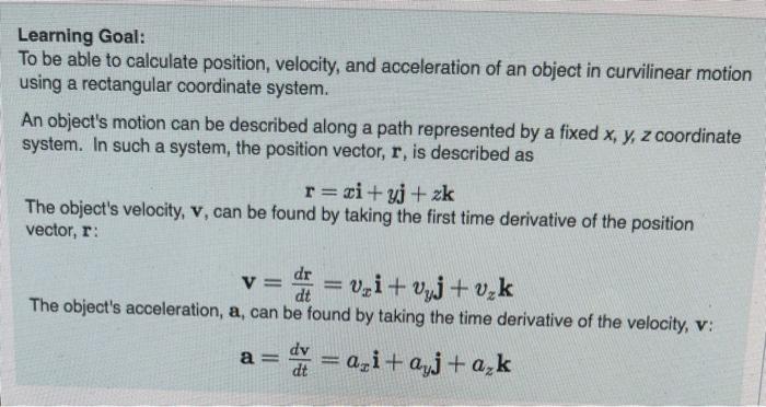 Solved Learning Goal: To be able to calculate position, | Chegg.com