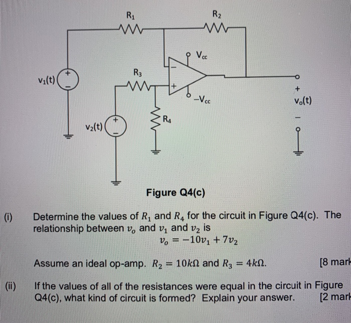 Solved R2 Ri M V cc + R3 vi(t) + -Vcc vo(t) + RA v (t) 10 | Chegg.com