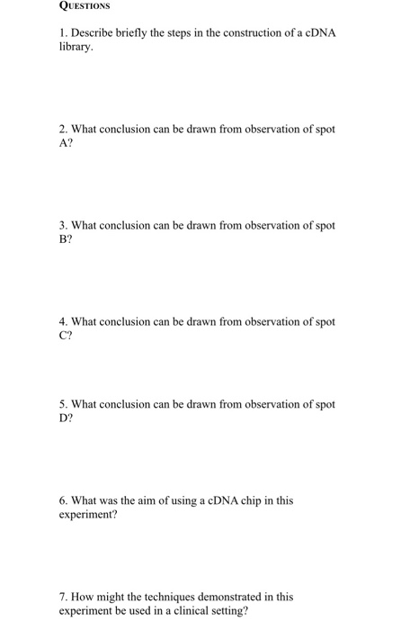 Solved EXPERIMENT A cDNA microarray was generated using a | Chegg.com