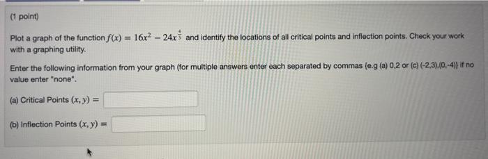 Solved Plot a graph of the function f(x)=16x2−24x34 and | Chegg.com
