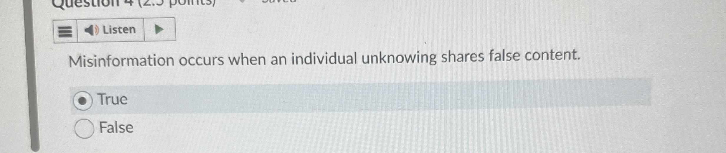 Solved Misinformation occurs when an individual unknowing | Chegg.com