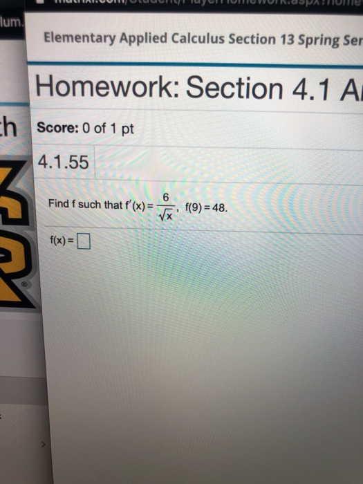 Solved Elementary Applied Calculus Section 13 Spring | Chegg.com