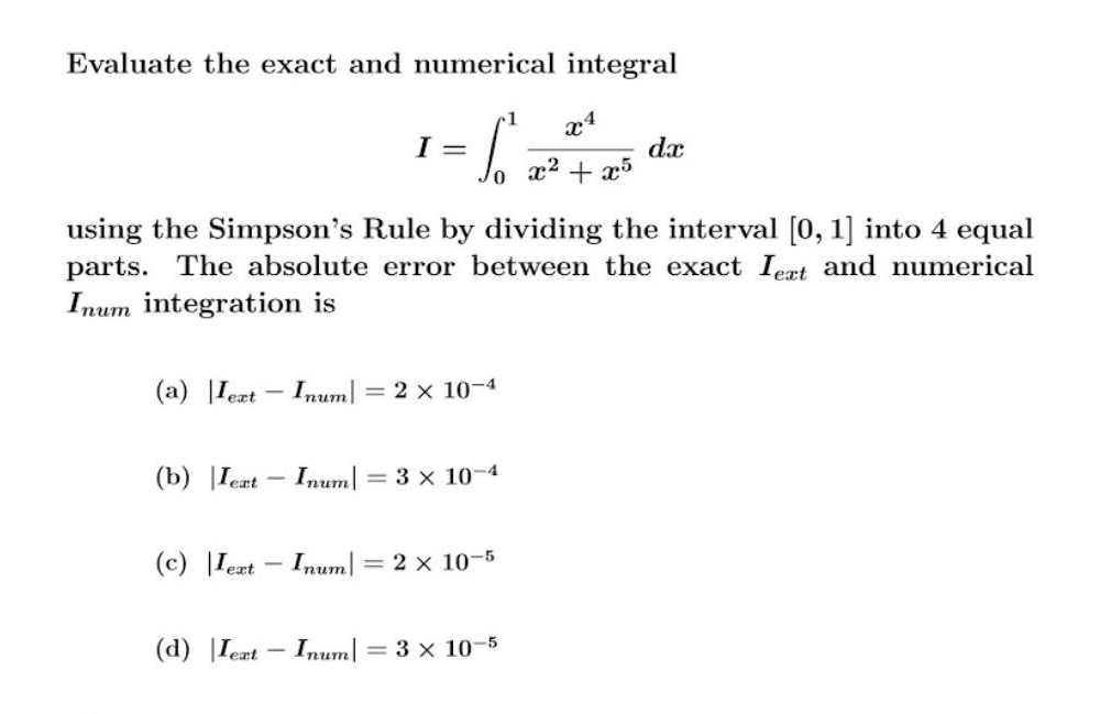 Solved Evaluate the exact and numerical | Chegg.com