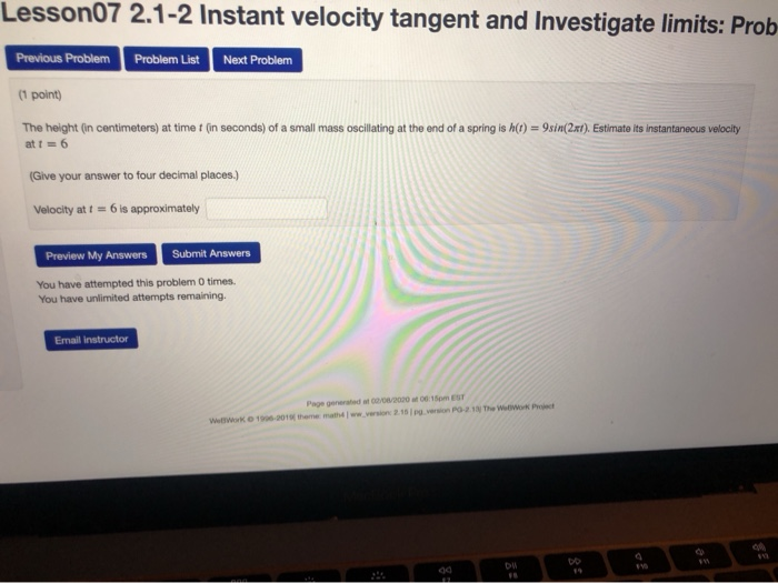 Solved Lesson07 2.1-2 Instant velocity tangent and | Chegg.com