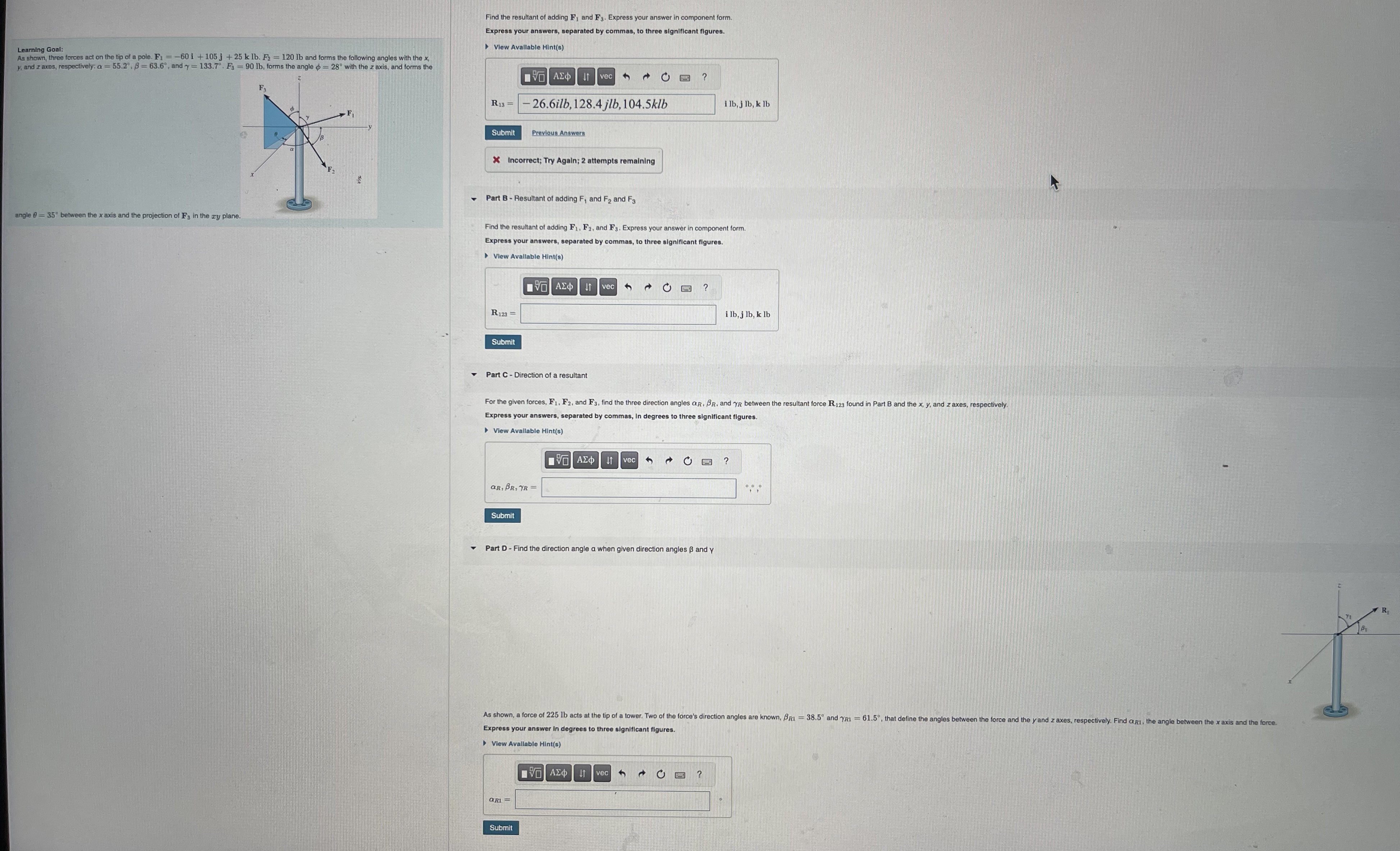 Solved Find the resultant of adding F1 ﻿and F3. ﻿Express | Chegg.com