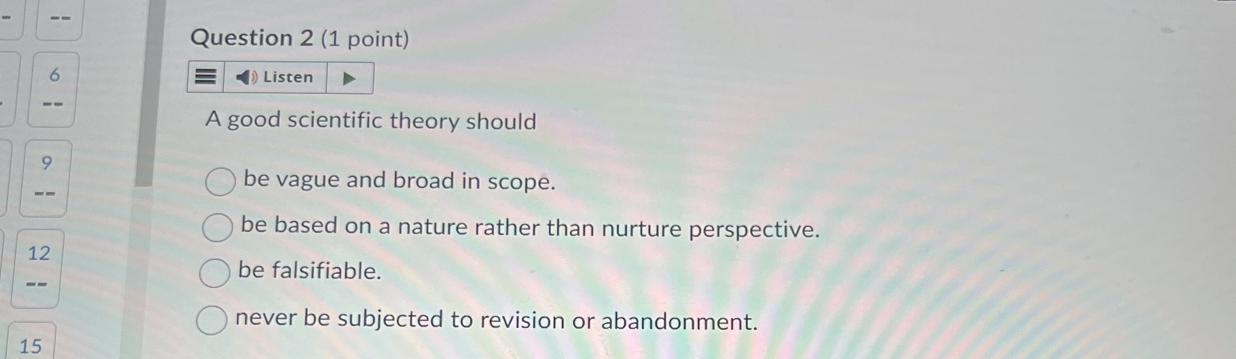Solved Question 2 (1 ﻿point)A good scientific theory | Chegg.com
