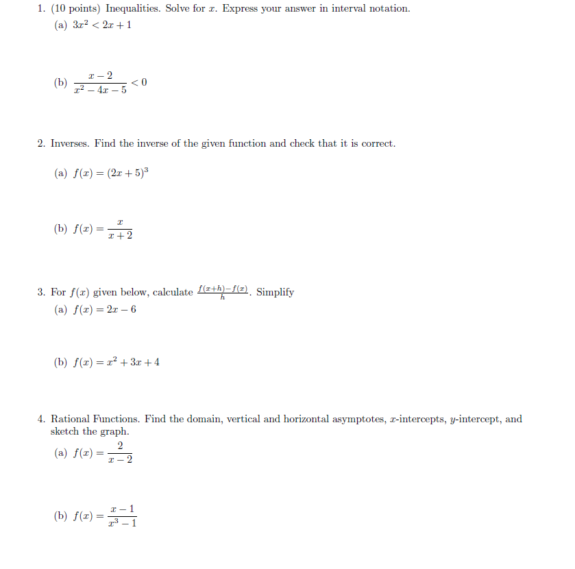 Solved (10 ﻿points) ﻿Inequalities. Solve for x. ﻿Express | Chegg.com