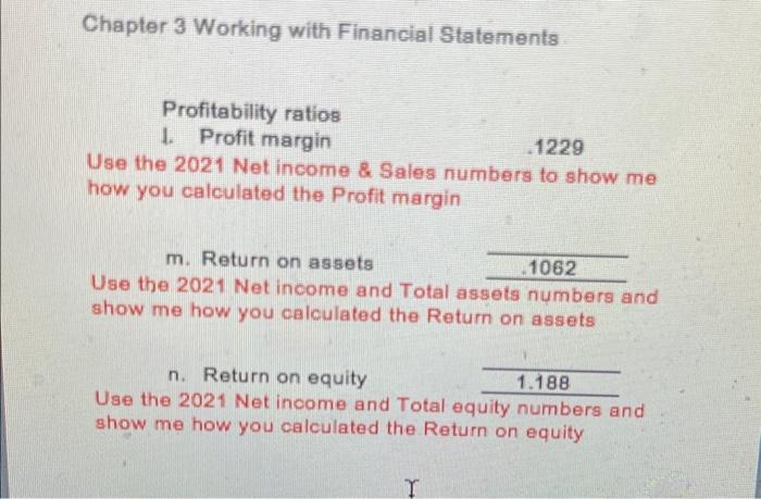 Solved Chapter 3 Working with Financial Statements n. Return | Chegg.com