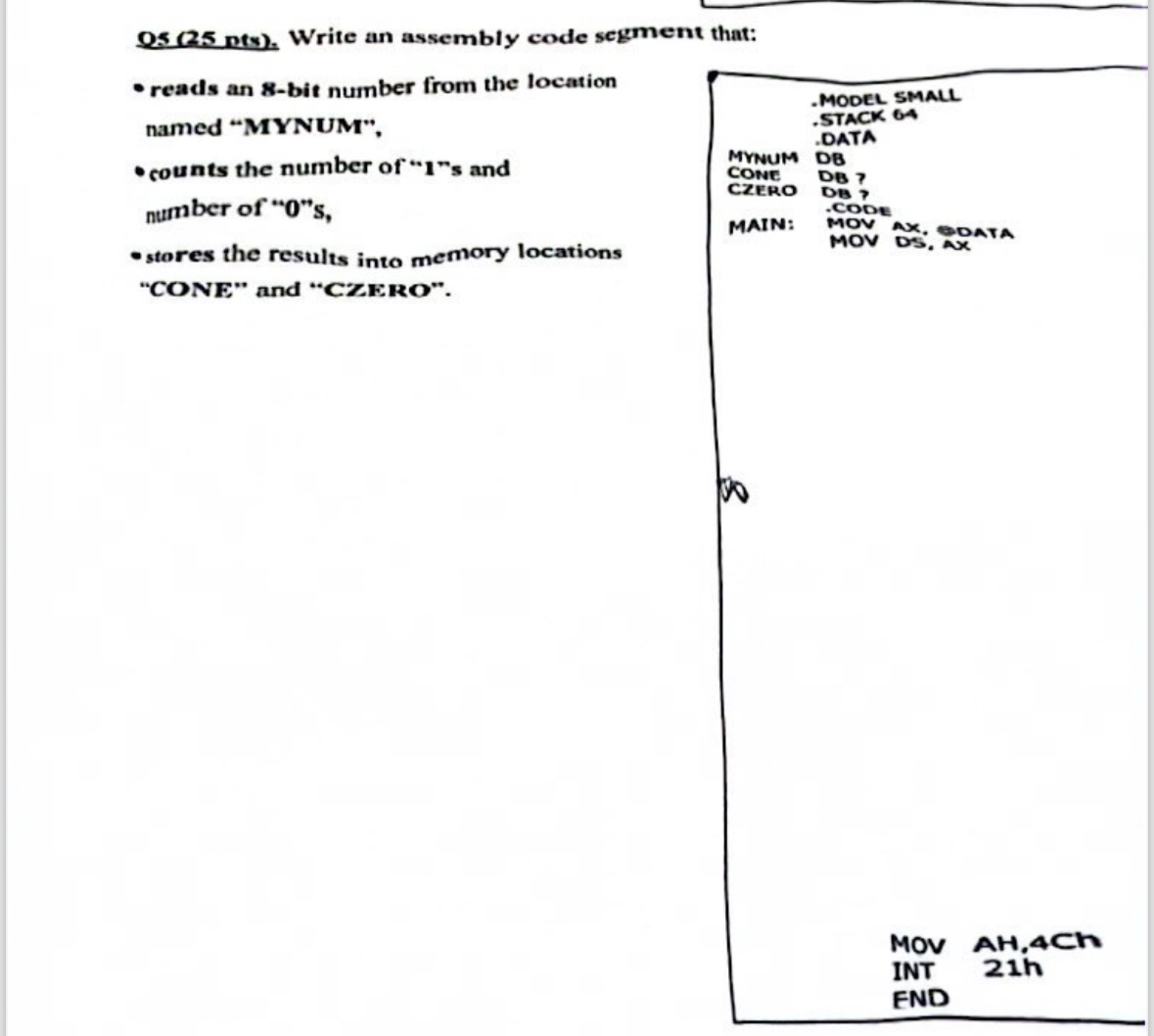 Solved QS 25 ﻿pts). ﻿Write an assembly code segment | Chegg.com