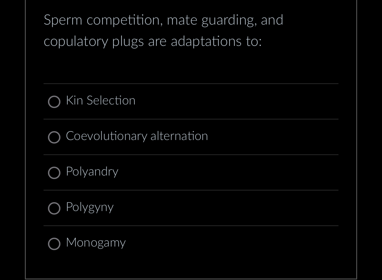 Solved Sperm competition, mate guarding, and copulatory | Chegg.com