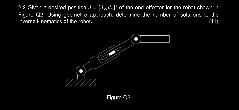 Solved 2.2 ﻿Given a desired position d=[dx,dy]TT ﻿of the end | Chegg.com