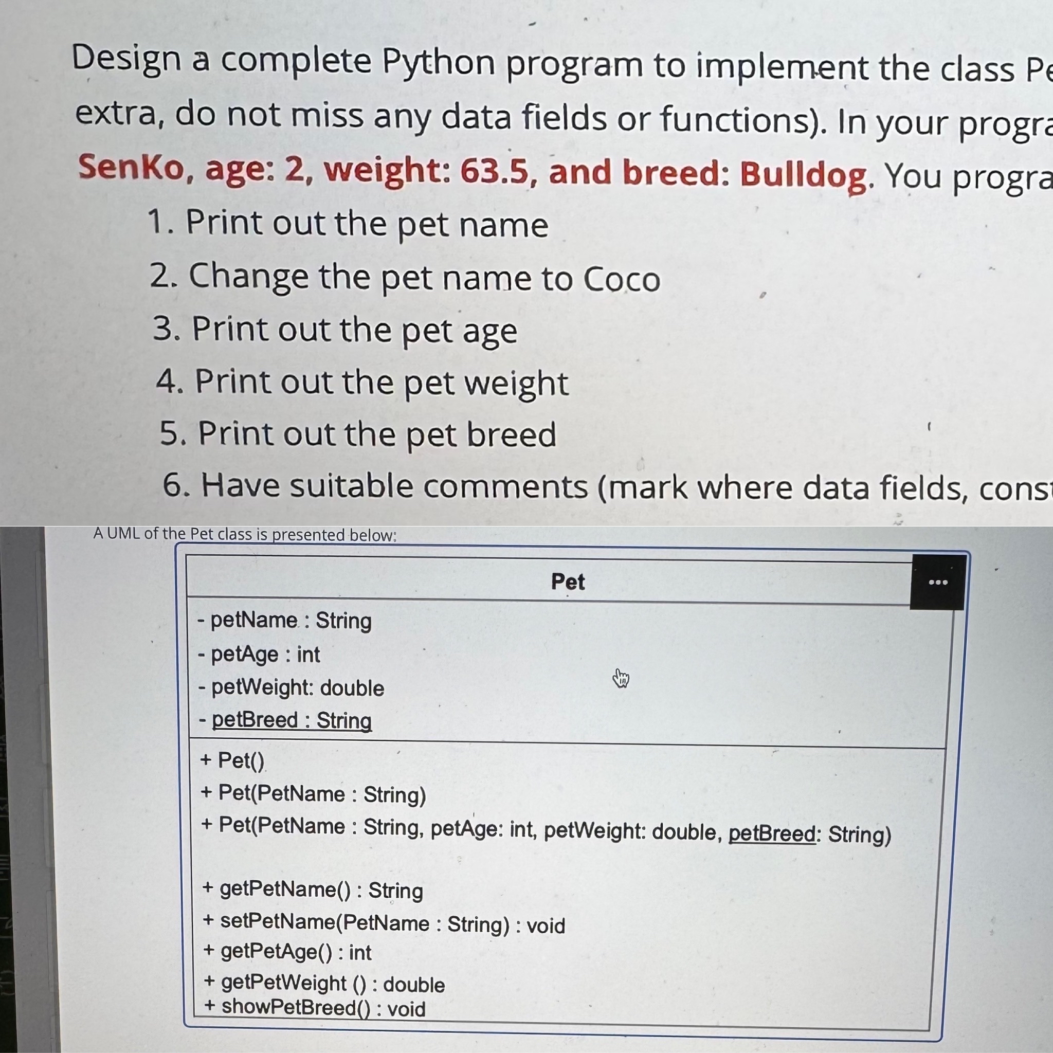 Solved Design a complete Python program to implement the | Chegg.com