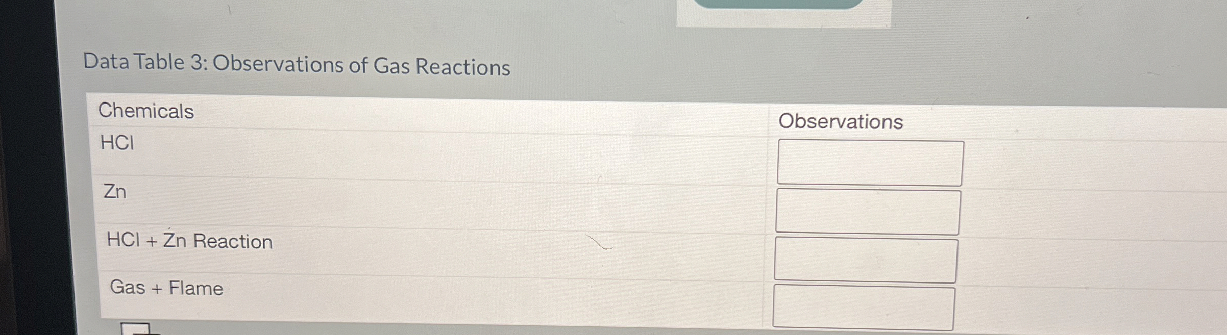 Solved Data Table 3: Observations of Gas | Chegg.com