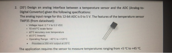 Solved 2. (20') Design an analog interface between a | Chegg.com