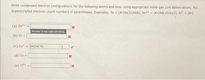 Solved Write condensed electron configurations for the | Chegg.com