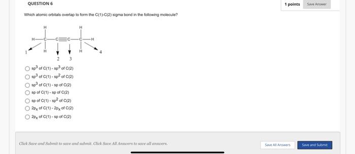 Solved Which atomic orbitals overlap to foem the C(1)-C(2) | Chegg.com