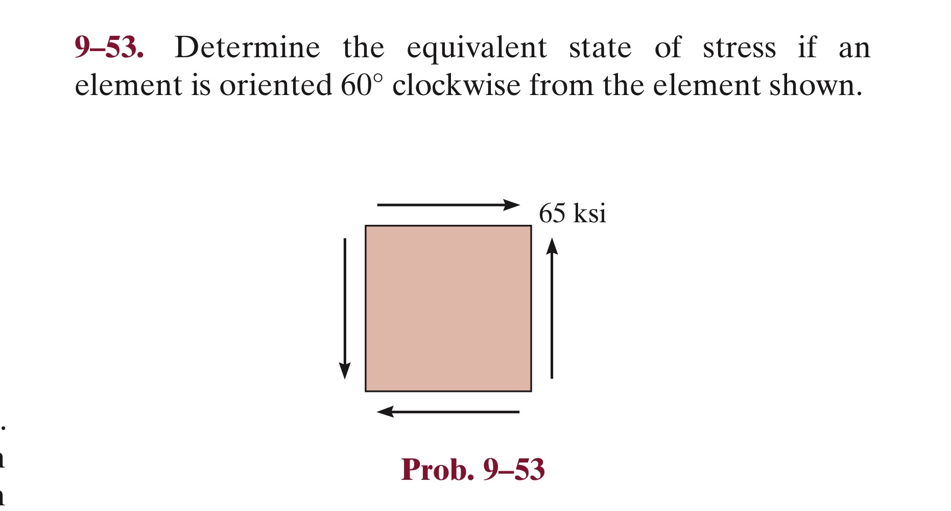 Solved 9-53. ﻿Determine the equivalent state of stress if an | Chegg.com