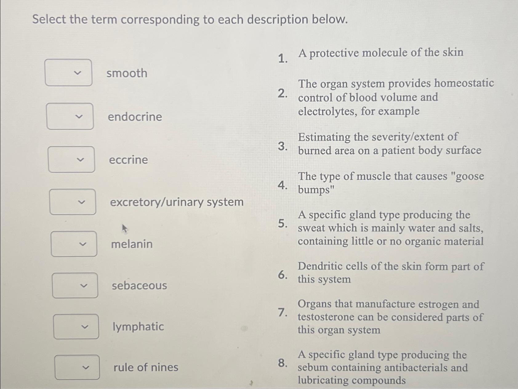 Solved Select the term corresponding to each description | Chegg.com