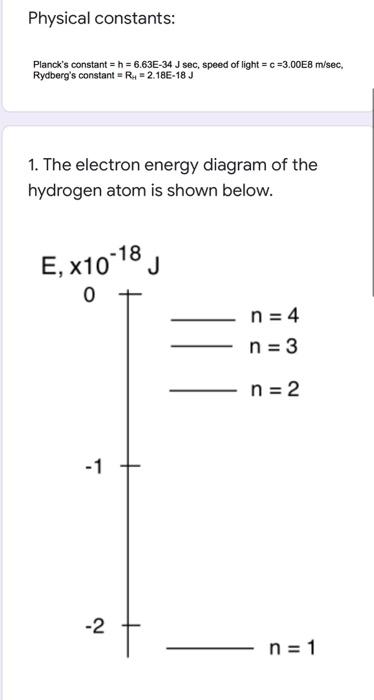 Solved Physical constants: Planck's constant = h = 6.63E-34 | Chegg.com