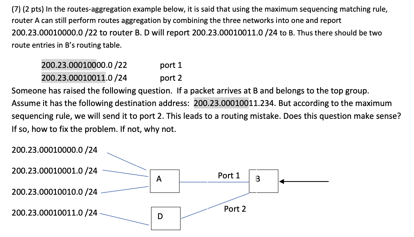 Solved (7) (2 ﻿pts) ﻿In the routes-aggregation example | Chegg.com