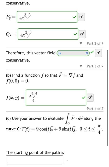 Solved conservative. Py=Qx= Part 2 of 7 Therefore, this | Chegg.com
