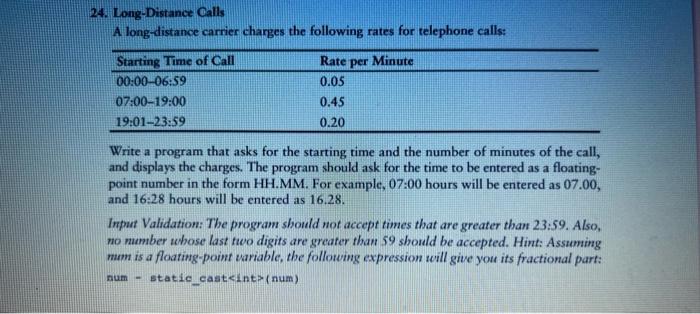 Solved 24. Long-Distance Calls A. long-distance carrier | Chegg.com