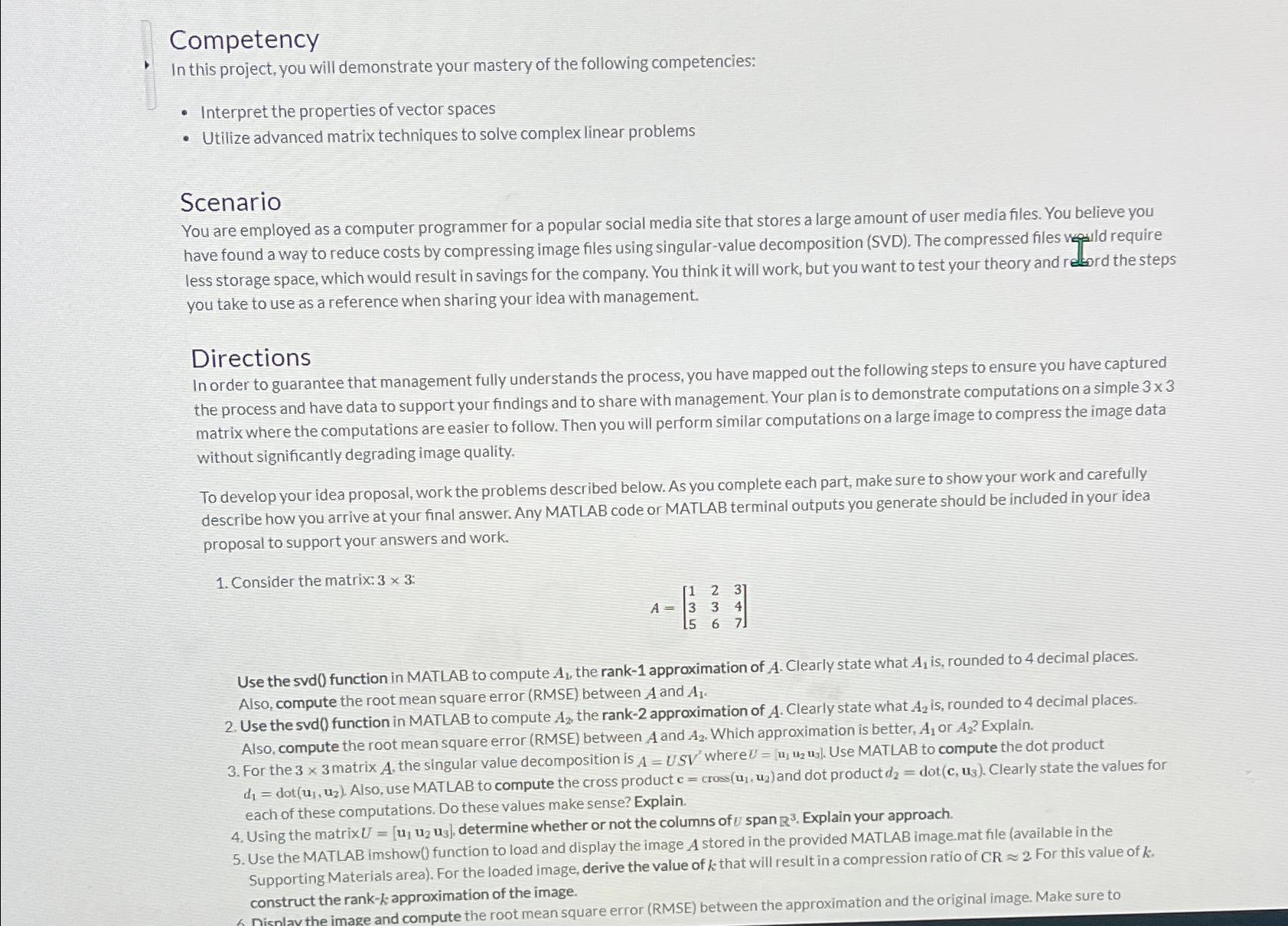 Solved CompetencyIn this project, you will demonstrate your | Chegg.com