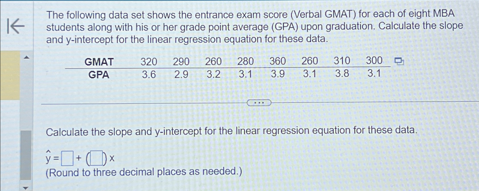 Solved The following data set shows the entrance exam score | Chegg.com