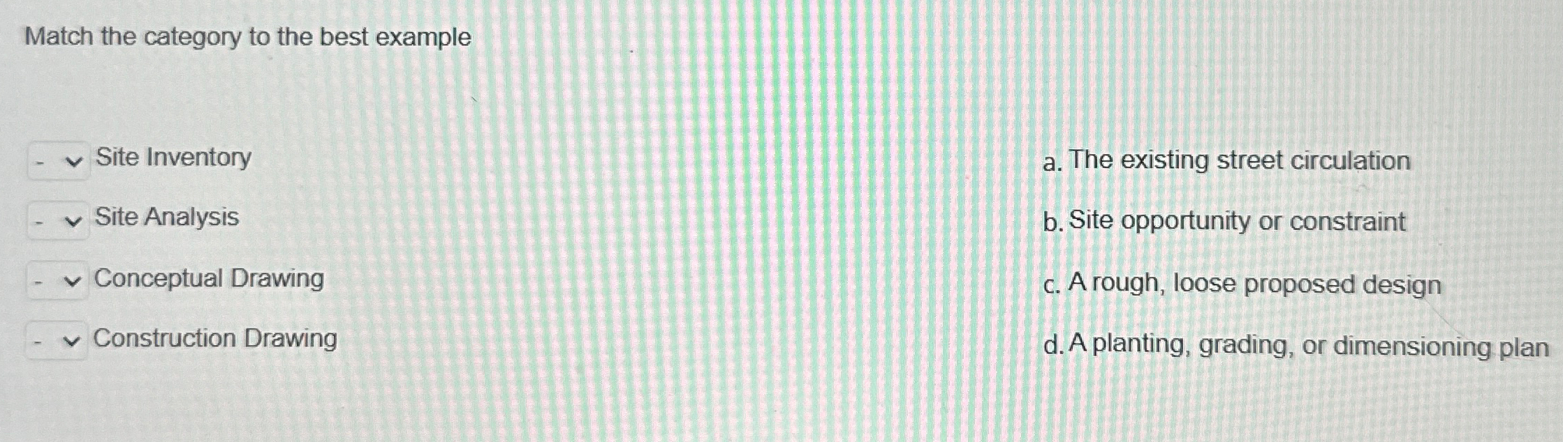 Solved Match the category to the best exampleSite | Chegg.com