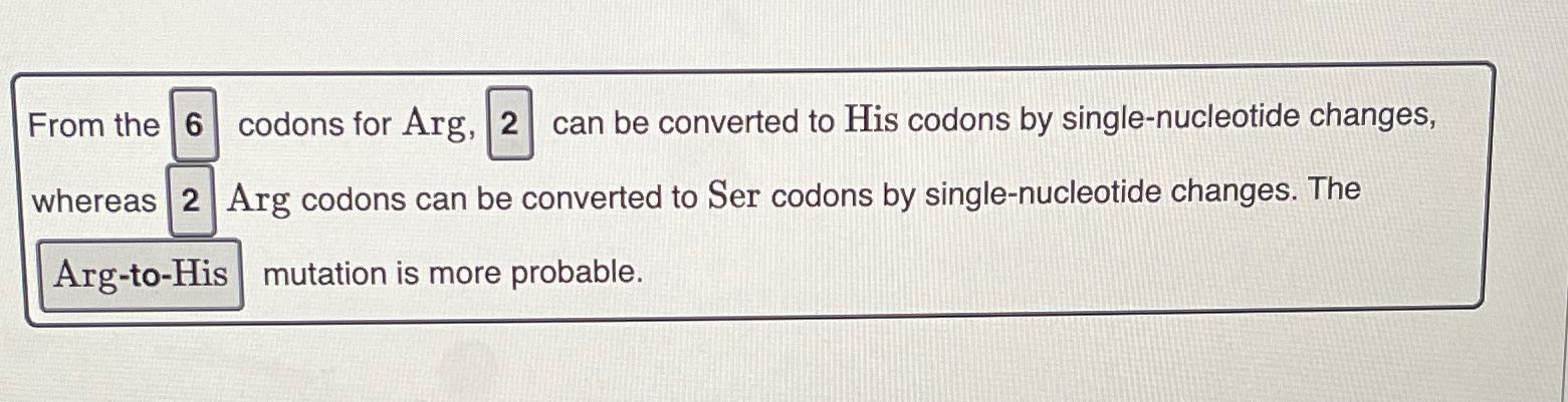 Solved From the 6 ﻿codons for Arg,2 ﻿can be converted to His | Chegg.com