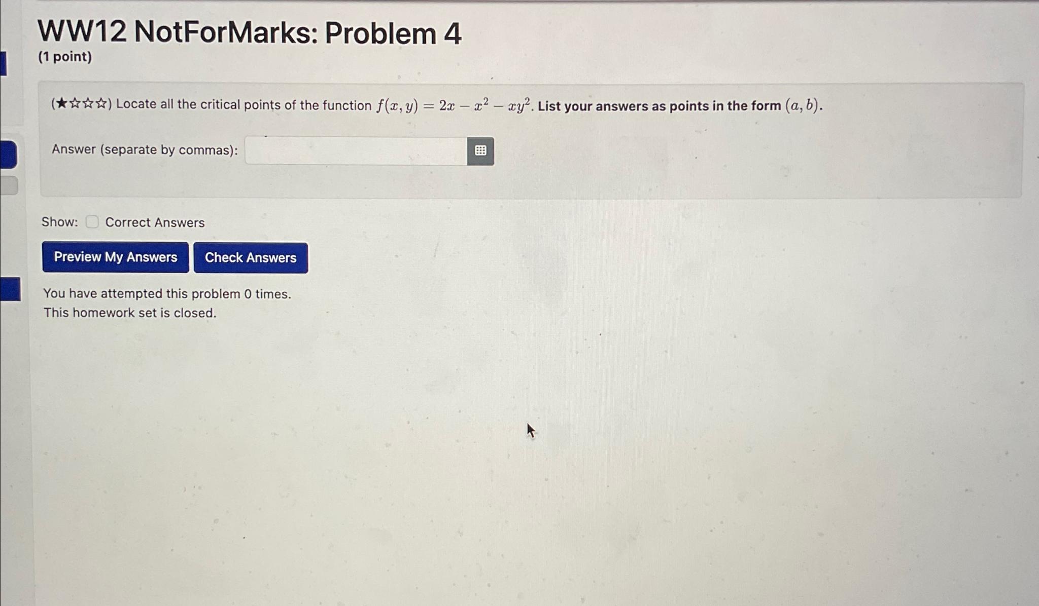 Solved WW12 ﻿NotForMarks: Problem 4(1 ﻿point)( 大 约杄) ﻿Locate | Chegg.com