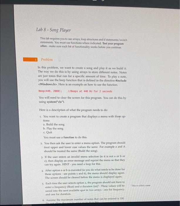 Solved Lab 8 - Song Player This lab requires you to use | Chegg.com