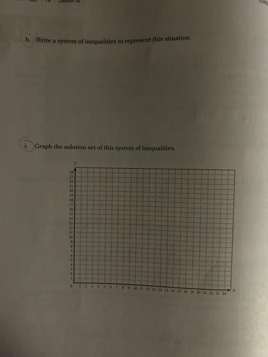 Solved h. Write a system of inequalities to represent this | Chegg.com