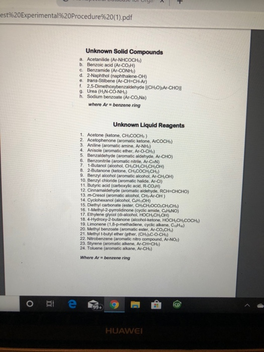 For my o chem lab, I had an unkown solid sample and | Chegg.com