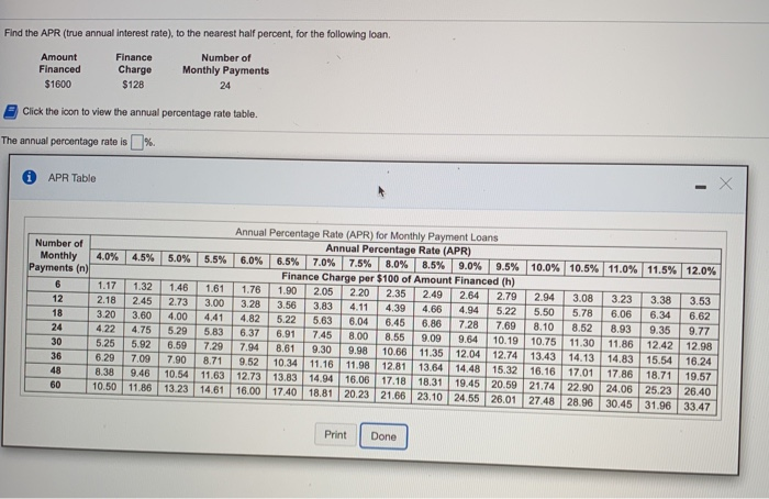 Solved Find the APR (true annual interest rate), to the | Chegg.com