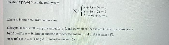 Solved Question 2 [30pts] Given the real system | Chegg.com