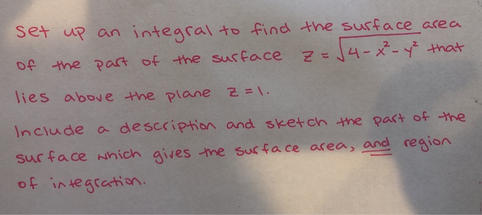 Solved set up an integral to find the surface area of the | Chegg.com