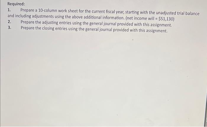 Solved Required: 1. Prepare a 10-column work sheet for the | Chegg.com