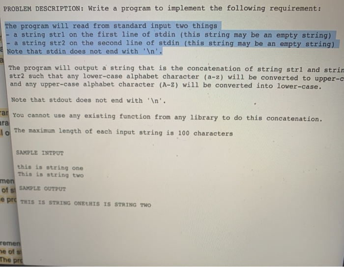 Solved PROBLEM DESCRIPTION: Write a program to implement the | Chegg.com