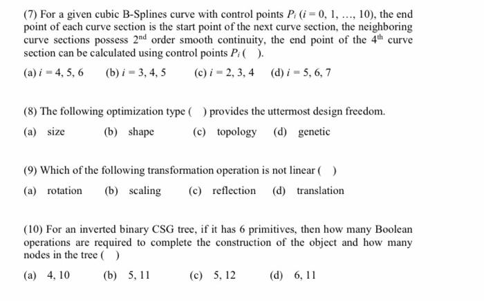 Solved (7) For a given cubic B-Splines curve with control | Chegg.com
